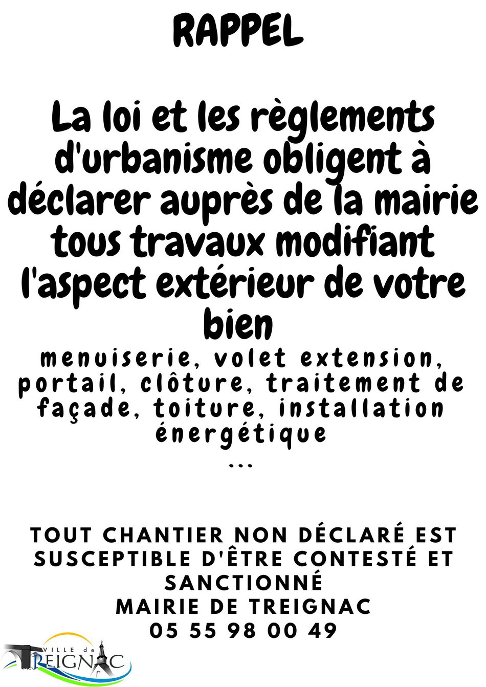 RAPPEL URBANISME - Treignac