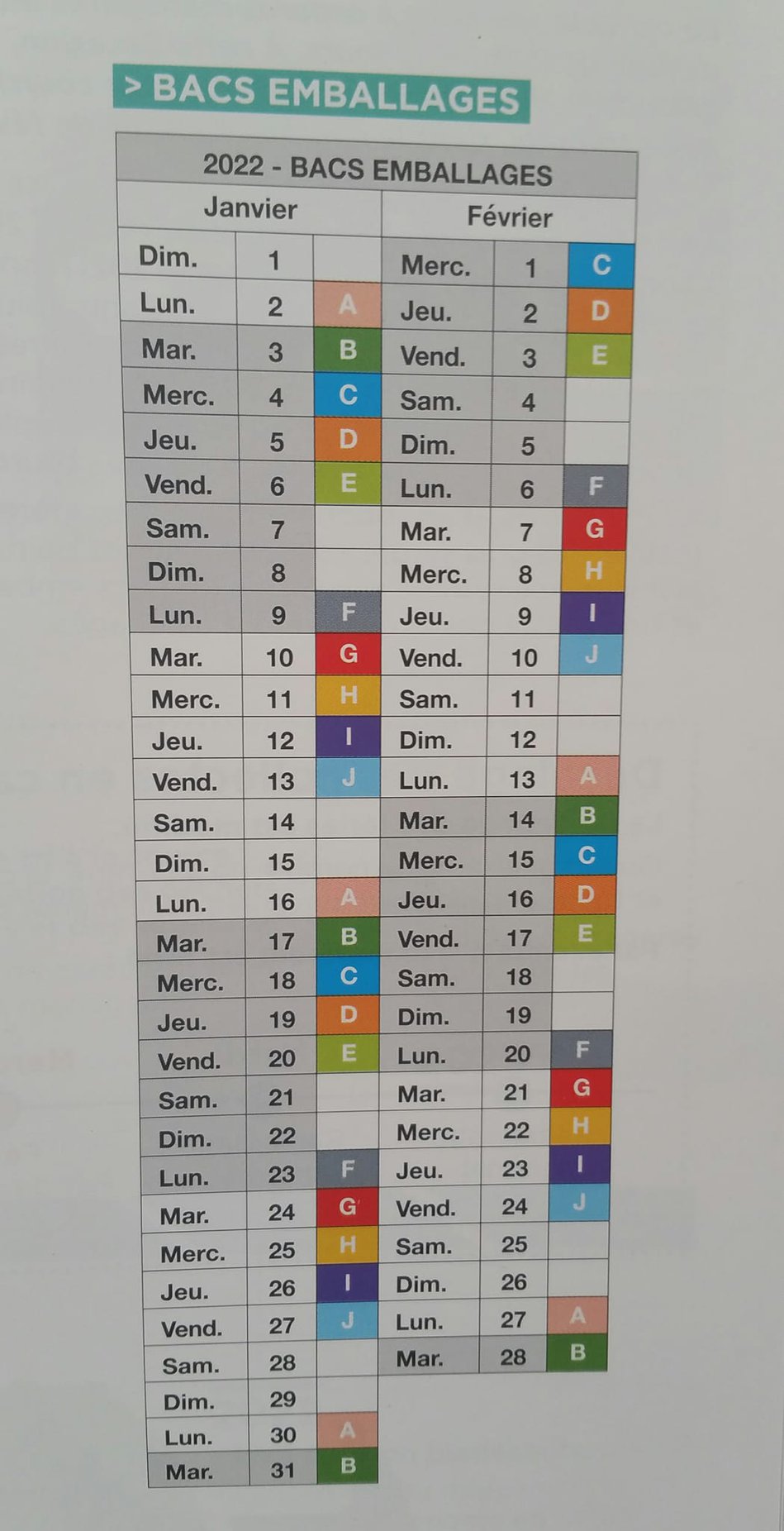 Relève des BACS JAUNES - calendrier début 2023 - Mairie d'Allaire Relève des BACS JAUNES - calendrier début 2023 - Mairie d'Allaire