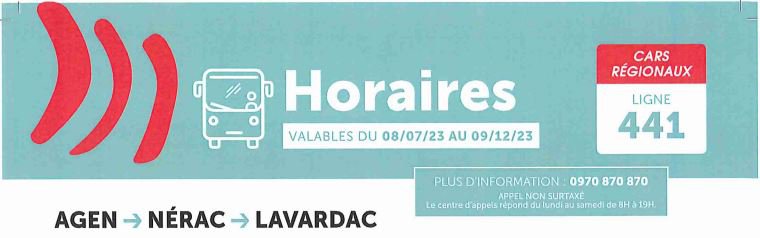 HORAIRES DU BUS 441 - Moncaut