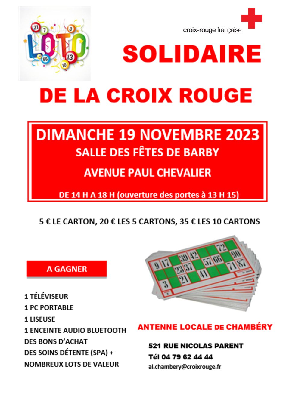Loto solidaire de la Croix Rouge - Barby