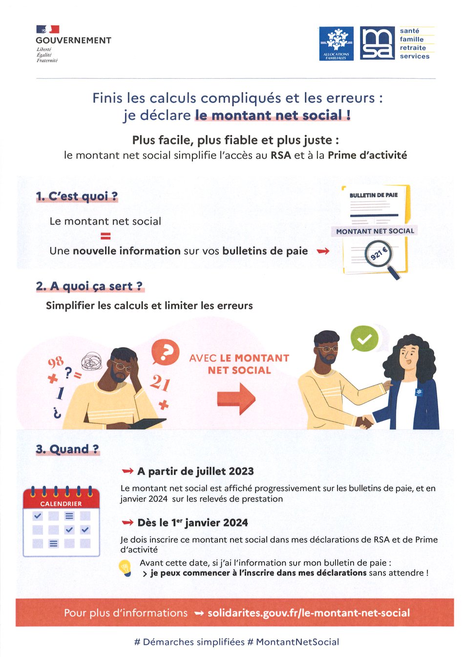 Nouveauté : le montant net social - Prime d'Activité et RSA - Rosnay
