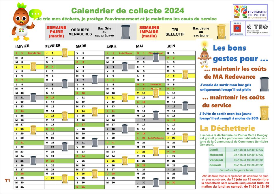 CALENDRIERS DE COLLECTE DES DÉCHETS - Château-Garnier