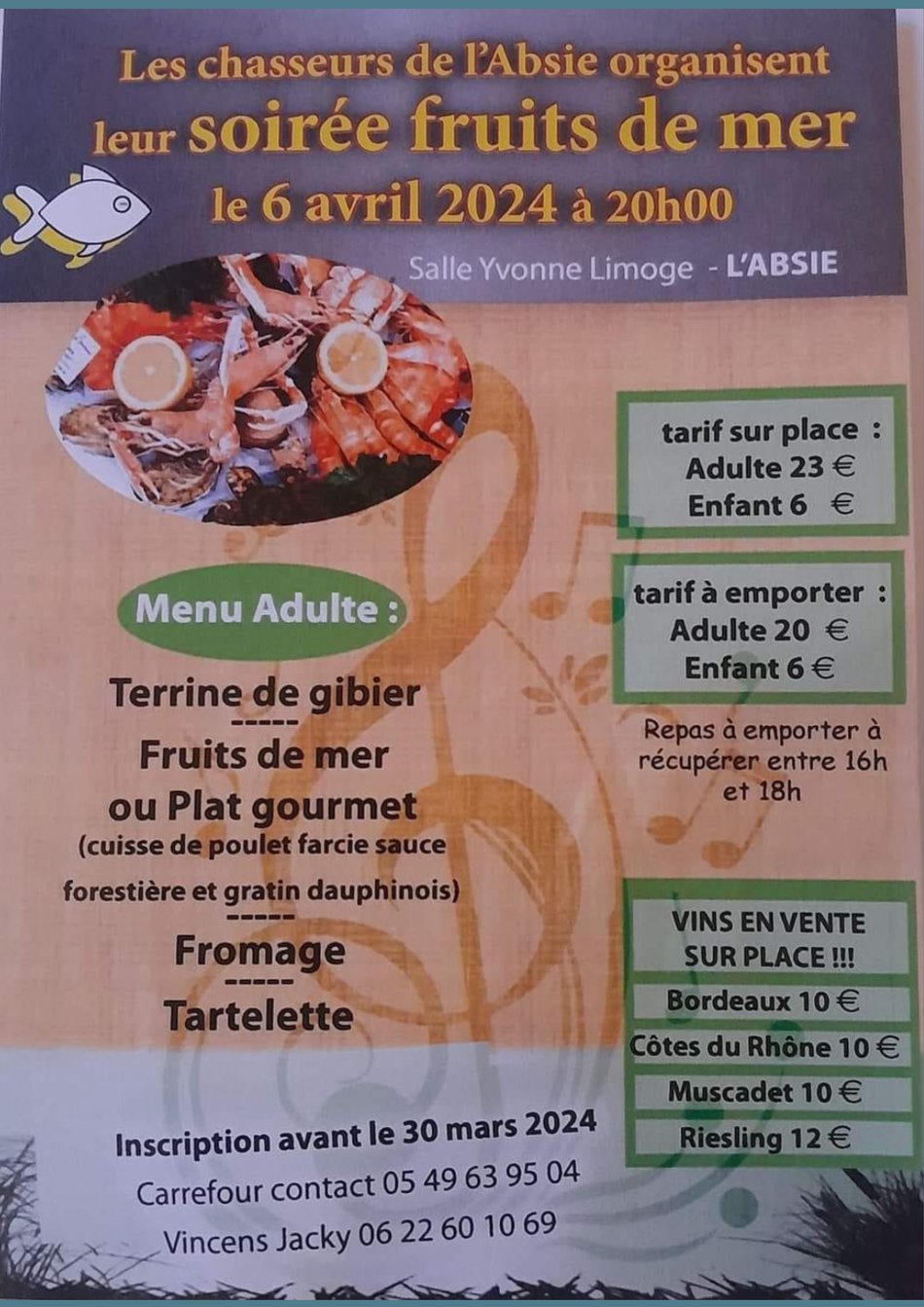SOIREE FRUITS DE MER 🦐 PAR LES CHASSEURS DE L'ABSIE - L'Absie