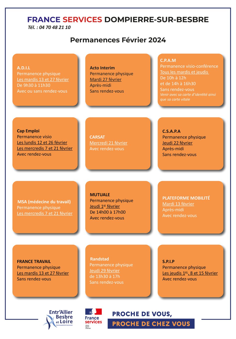 Permanences France services Dompierre/B